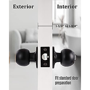Lanwandeng Matte Black Door Knobs with Lock and Keys, Interior/Exterior Door Knob for Bedroom or Bathroom, Entry Door Lock
