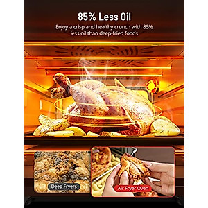 Air Fryer Toaster Oven Combo, Paris Rhône 24-in-1 Countertop Convection Ovens, 26QT Large Rotisserie Cooker with Led Digital Touchscreen, Sensitive Knob, Basket, Rack Tray, Cookbook and Magnet Menu