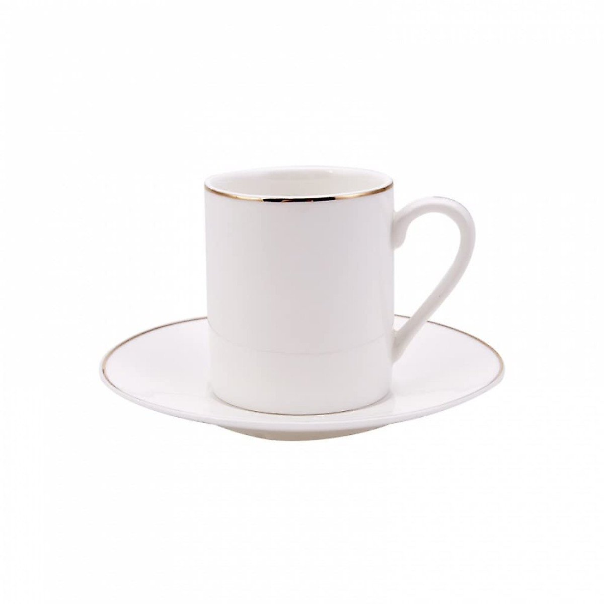 KARACA Elda Porcelain Espresso and Turkish Coffee Cup Set for 6-12 Pieces - Espresso Cups with Saucers - 80ml - White Gold