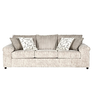 Roundhill Furniture Nason Wide Wale Corduroy Sofa, Parchment