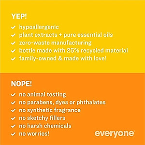 Everyone 3-in-1 Kids Soap, Body Wash, Bubble Bath, Shampoo, 32 Ounce (Pack of 2), Orange Squeeze, Coconut Cleanser with Organic Plant Extracts and Pure Essential Oils (Packaging May Vary)