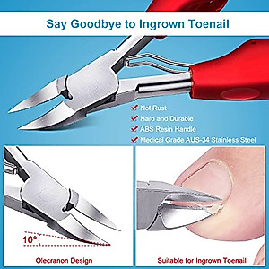Orelex Toenail Clippers for Seniors Thick Toenails, Toe Nail Clippers Set for Ingrown Toenail, Men and Adults, Professional, Super Sharp Curved Blade Grooming Tool, Predicure,
