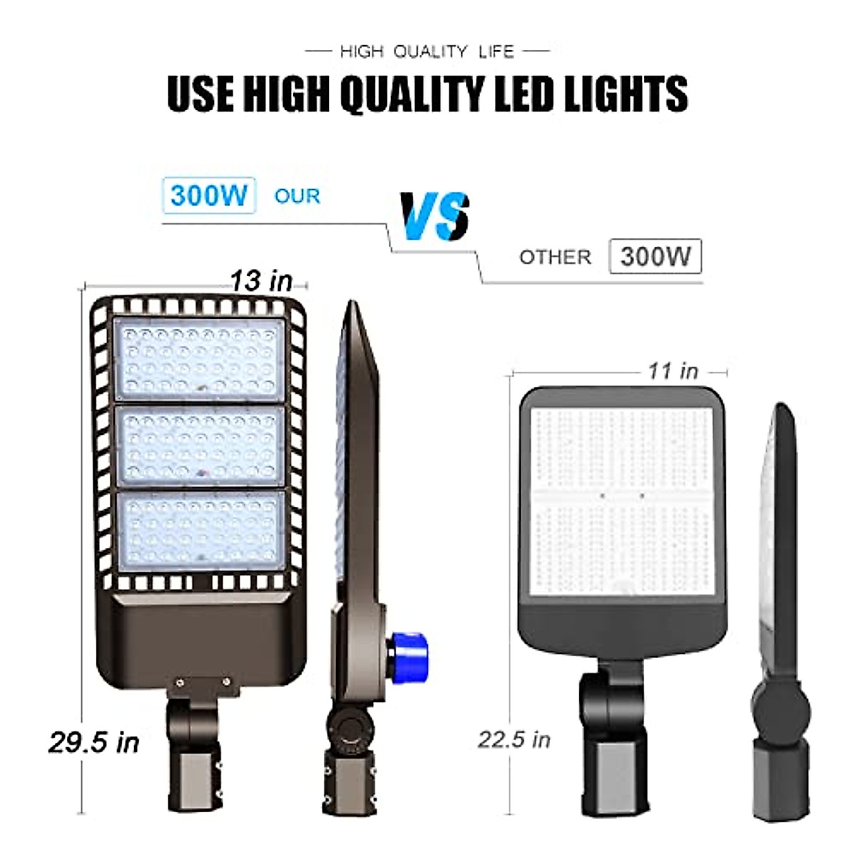 Juyace 300W LED Parking Lot Light Adjustable Slip Fitter Mount Dusk to Dawn 5000K 36000LM Outdoor Commercial Flood Light IP65 Waterproof Shoebox Area Light with Photocell (2 Pack)