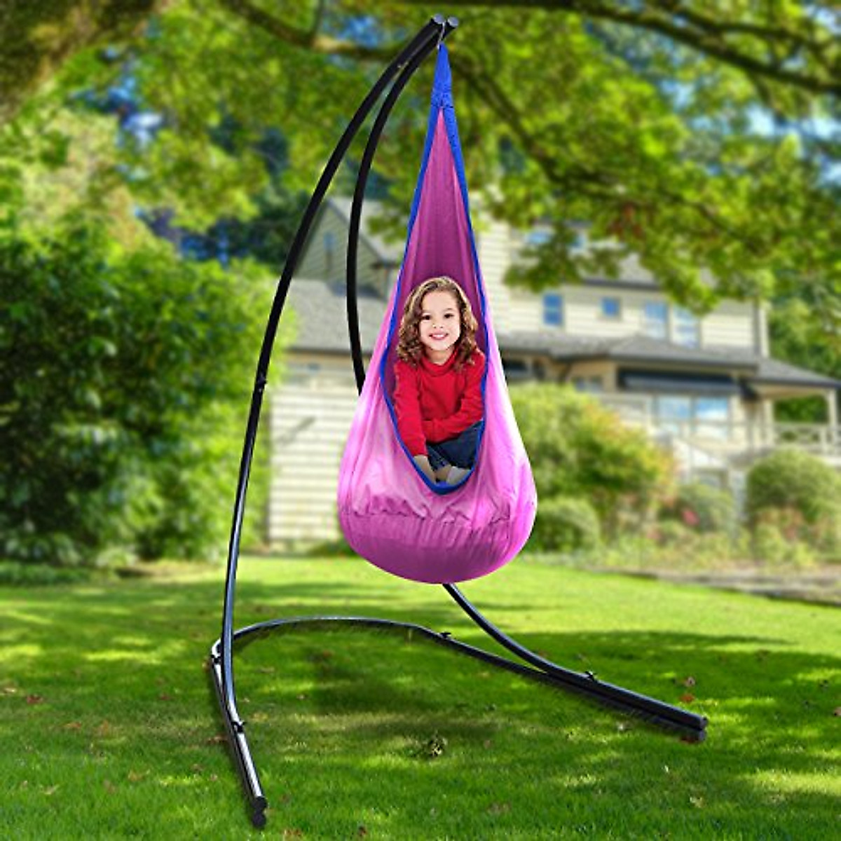 Sorbus Hammock Chair Stand Hanging Chair Stand- Heavy Duty Steel Sensory Swing Stand- Weather & Rust Resistant Arc Stand- Adjustable Portable Stand 330lbs - Tree,Lounger,Air Porch,Indoor/Outdoor,Yard