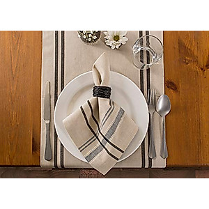 DII French Stripe Dining Table Collection Farmhouse Style Table Runner, 14x108 Inches, Taupe/Black