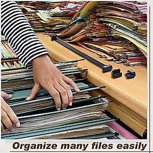 24 Pcs Hanging File Rail and Clip Set 16 Black Hanging File Clips 8 PVC File Cabinet Rails File Drawer Support Black Rail Clips for Home Office Storage to Keep Folders Neat and Organized (Plastic)