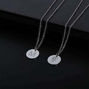 Aimber M Necklace,Initial Necklace for Women,Letter Necklace for Women(Silver,M)