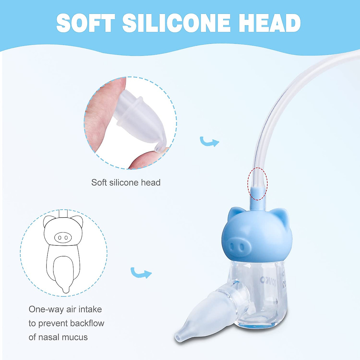 Baby Nasal Aspirator, Separate Nasal Aspirator for Children, 9-Speed Adjustable and Dual Mode Silicone Nose Cleaner for Children and Infants