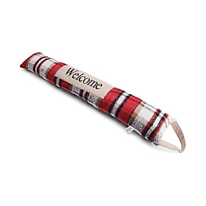 Elements 34.65x5.12x3.15 Inch Red Plaid Welcome Fabric Draft Stopper