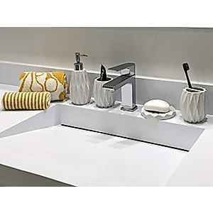 KRALIX Bathroom Accessories Set, 4 Pcs Resin Gift Decor Set Toothbrush Holder, soap Dispenser, Toothbrush Cup, soap Dish, Tumbler Straw Set Bathroom