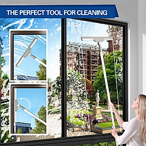 XXFLOWER Silicone Broom,Multifunction Magic Broom with Long Handle，Squeeze Broom Sweeping Water,Pet Hair Remover for Carpet,Kitchen,Bathroom Tile(Grey White)