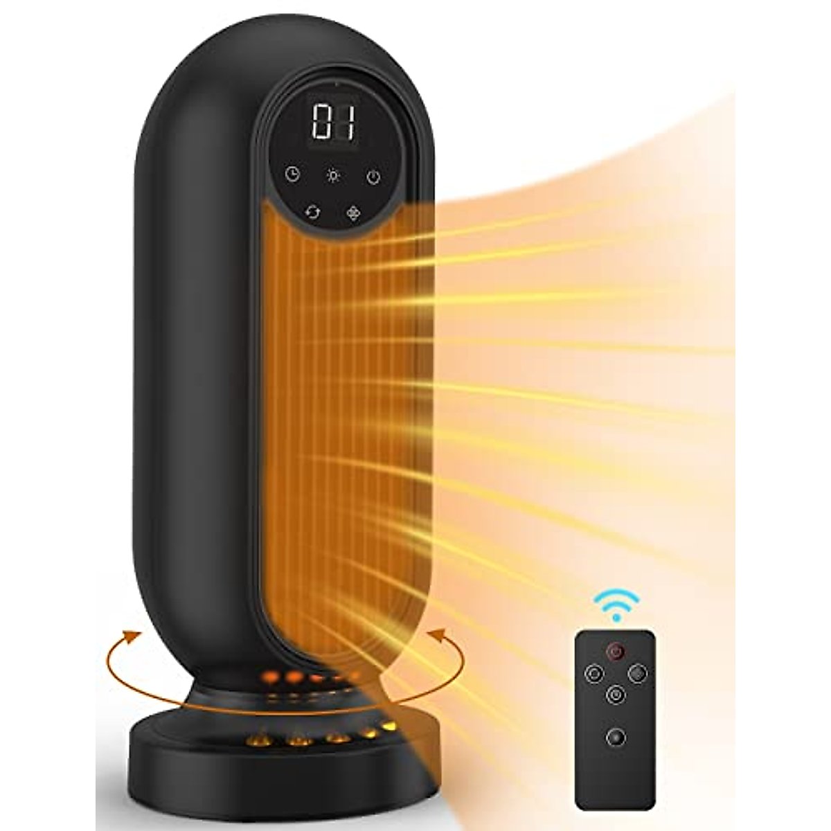 Gabless Space Heater, Portable Electric Space heater 1500W Oscillating Tower Heater with 3 Modes, Fast Heating Ceramic Heater with Remote Control, 12H Timer for Home Bedroom Office Indoor Use