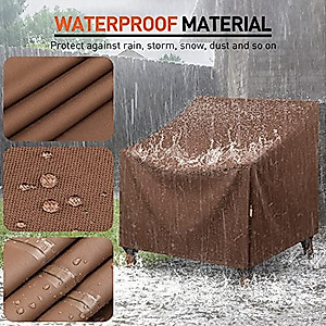 Arcedo Patio Chair Covers 33 Inch and Patio Sofa Cover 60 Inch, Heavy Duty Waterproof Patio Furniture Sofa and Chair Covers with 4 Straps, Brown