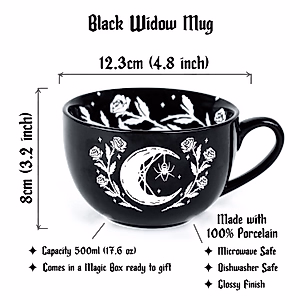 Rogue Wolf La Lune Large Gothic Moon Mug - Halloween Decor Ceramic Cup for Tea/Coffee