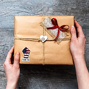 Littlefa 1.5” Thank You with America Flag Design Stickers,Thank You Stickers,Bakeries Stickers,Handmade Stickers,Small Business Stickers, Envelopes Stickers, Gift Bags Packaging 500 PCS