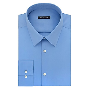 Van Heusen Men's Dress Shirt Slim Fit Flex Collar Stretch Solid, Blue Frost, 17" Neck 36"-37" Sleeve