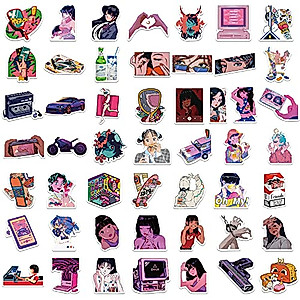 50PCS City Cool Cartoon Girl Stickers US Stickers Cool Stickers Polyvinyl Waterproof Laptops Phone Pencil Case Water Bottle Notebooks Skateboards Luggage Bikes Sticker For Kid Teens Adult (Cool Cartoon Girl)