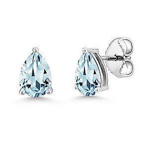 Gem Stone King 925 Sterling Silver Gemstone Birthstone Pear Shape Earrings | 7X5MM Pear Shape Stud Earrings For Women
