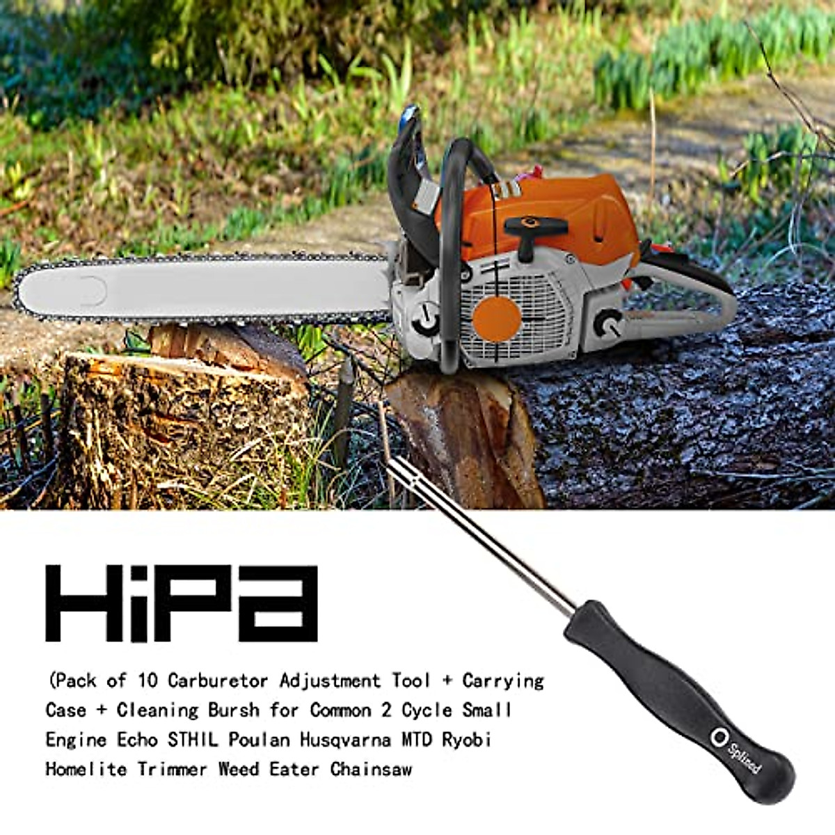 Hipa Carburetor Adjustment Tool Carrying Case Cleaning Bursh for Common 2 Cycle Small Engine Echo STHIL Poulan Husqvarna MTD Ryobi Homelite Trimmer Weed Eater Chainsaw 10Pack