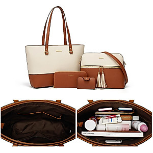 Women Fashion Handbags Wallet Tote Bag Shoulder Bag Top Handle Satchel Purse Set 4pcs