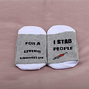 LEVLO Funny Nurse Gift Nurse Life Socks I Stab People For A Living Socks Nurses Appreciation Medical Gift for Nurse Mom (2 Pairs/Set)