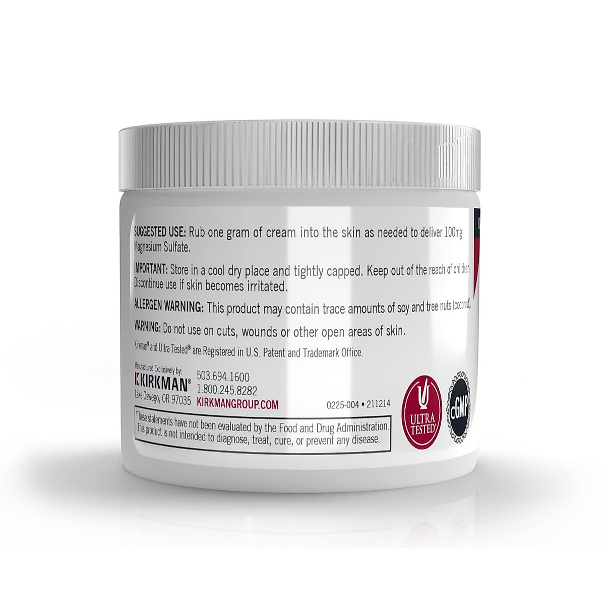 Kirkman – Epsom Salt Cream – 4oz Cream – Gluten Free – Casein Free