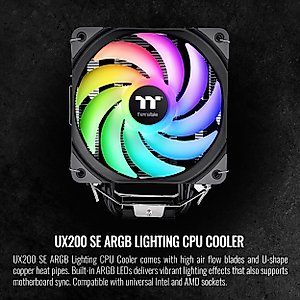 Thermaltake UX200 ARGB Sync CPU Cooler with 16.8M Color LEDs, 170W, Hydraulic Bearing, Universal Socket - For Desktops