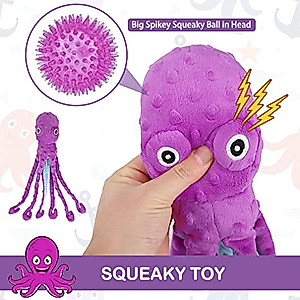 EXPAWLORER Long Dog Toy - 17" Best Squeaky Dog Plush Toys Puppy Birthday Gift Soft Stuffed Chew Toy Crinkle Paper and Built-in Squeaker Durable Interactive for Small Medium Large Dogs Chewing, Purple