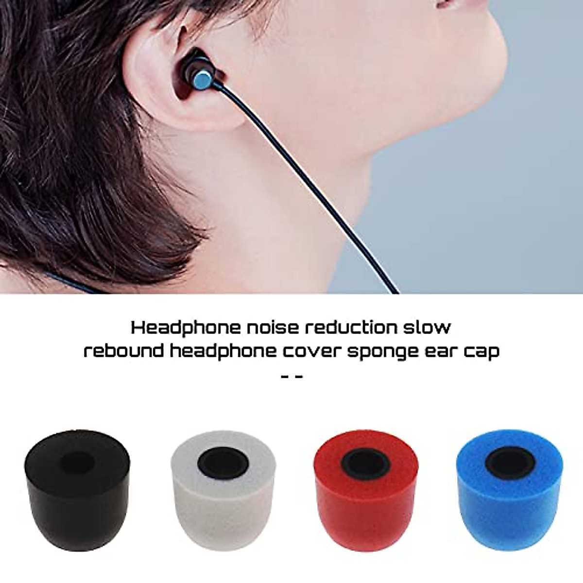 10 Pairs of Memory Foam Earbuds Tips for Most Earphone 4.5-5.5mm with Storage Box Blocking Out Ambient Noise 4 Colors Black Red Blue Grey Replacement