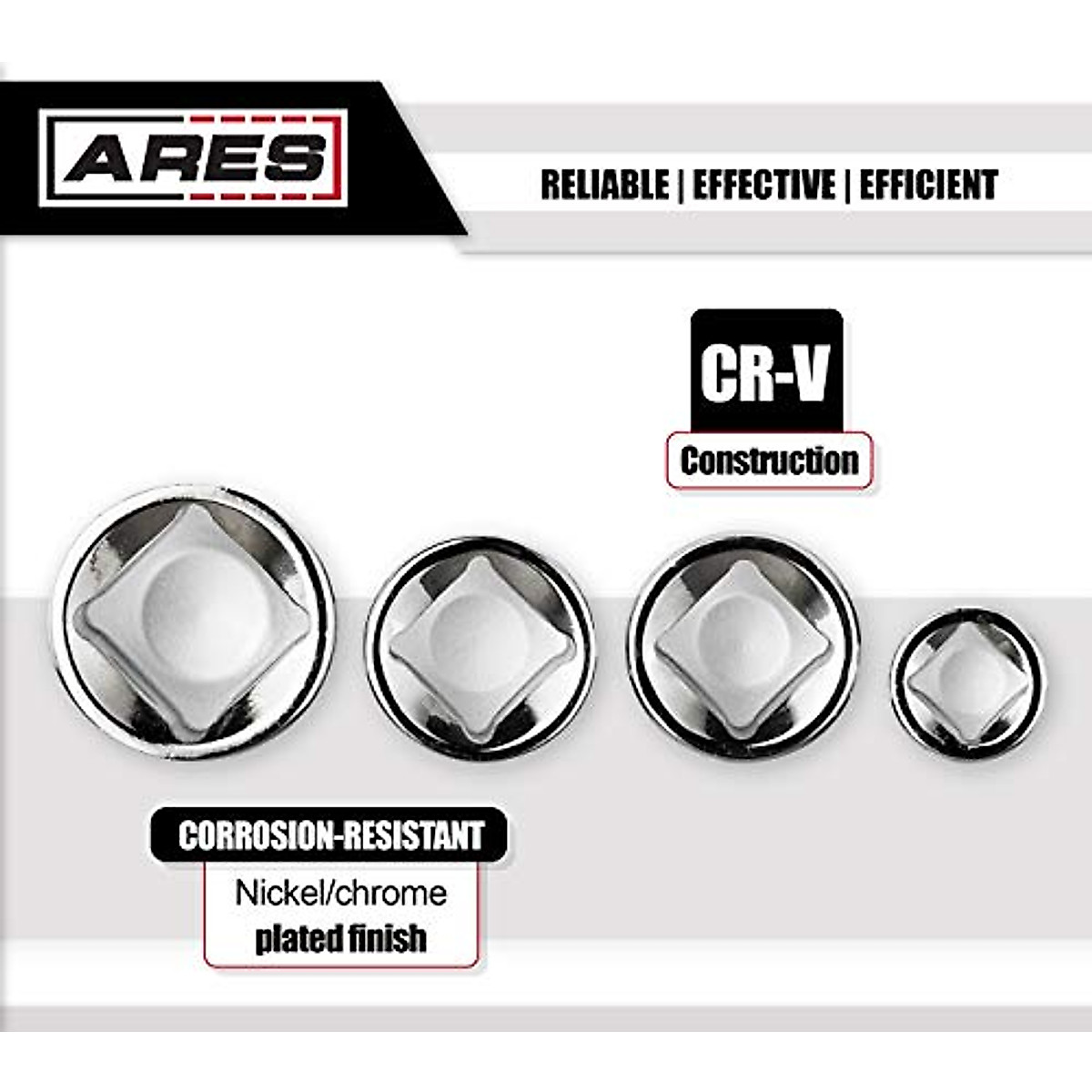 ARES 70007-4-Piece Socket Adapter and Reducer Set - 1/4-Inch, 3/8-Inch, & 1/2-Inch Ratchet/Socket Set Extension/Conversion Kit - Premium Chrome Vanadium Steel with Mirror Finish