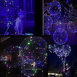 Led Balloons , 15pcs 24inch Clear balloon 10set Light Up Colorful Bobo Balloons Transparent Light Balloons, Weddings, Banquets, Outdoor and Indoor Parties, Anniversary, House Party, Birthday