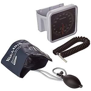 Welch Allyn 7670-01 Wall Aneroid Sphygmomanometer with Size-11 Adult, FlexiPort Reusable, 2-Tube Cuff; Premium Inflation Bulb and Valve, Coiled Tube