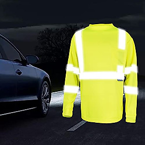 LX Reflective Safety Long Sleeve Shirt - High Visibility, Fast Dry Mesh, Unisex, Yellow, For Work & Outdoor Activities, Class 3