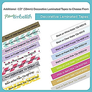 Brother P-touch Embellish Black Print on Pastel Pink Tape TZEMQE31M – ~½” Wide x 13.1’ Long for use with P-touch Embellish Ribbon & Tape Printer