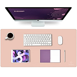 K KNODEL Desk Mat Waterproof for Desktop, Leather Desk Pad for Keyboard, Mouse Pad Protector for Office and Home (Pink, 31.5" x 15.7")