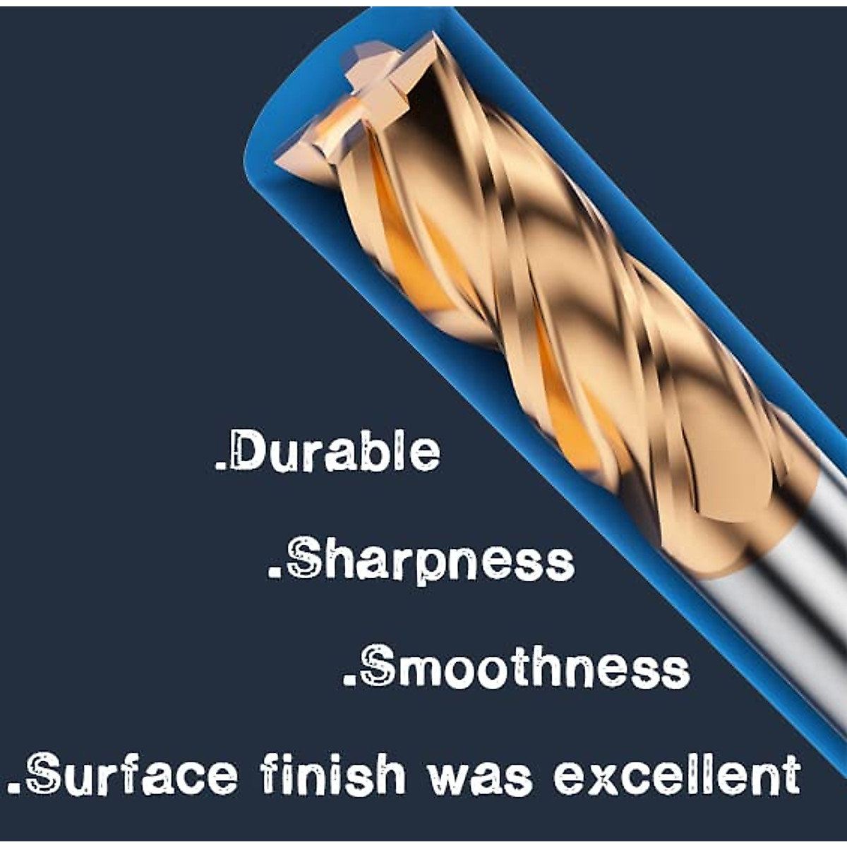 sisona 1/2" Square Nose Carbide End Mill Bits - 4 Flutes，1/2" Diamter，3'' Overall Length - Sharpness，Durable，Smooth Cutting