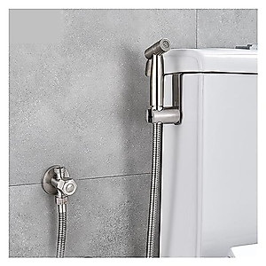 Brushed Nickel Hanging Toilet Bidet Faucet Stainless Steel Handheld Shower Head Faucet Crane Handheld Sprayer Head(Only Bidet Head)