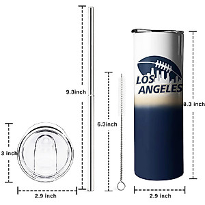 Los Angeles Classic Stainless Steel Tumbler with Lid and Straw, City Football Fans Gifts,20oz Football Team Skinny Travel Mug Tumbler Cup Water Botter