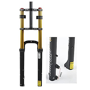 Syvrac Bike Suspension Fork 26" for Mountain Bike DH Air Double Shoulder Downhill Rappelling Shock Absorber Straight Tube Ultralight Bicycle Shock Absorber Rebound Adjust (Gold)