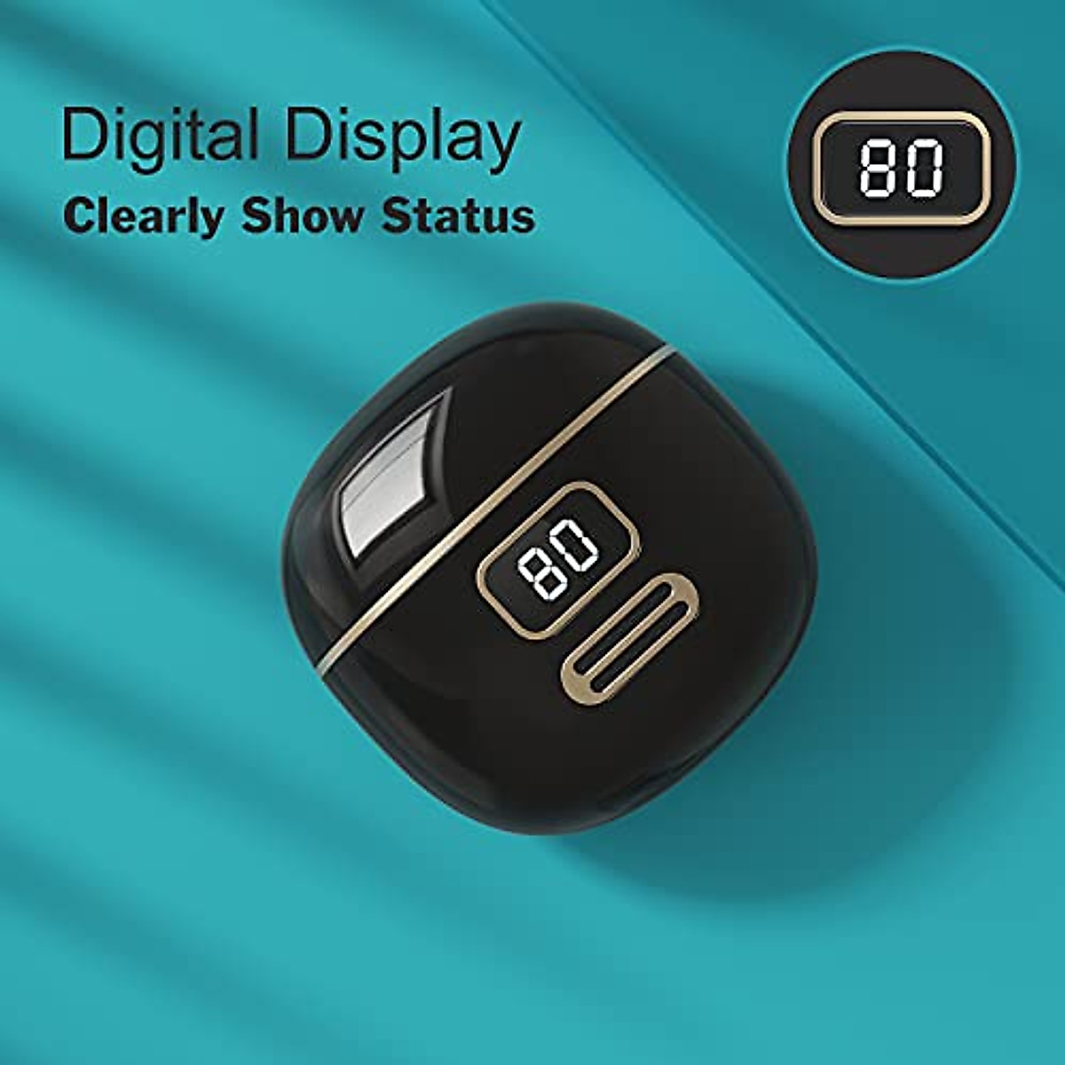 ASIMOM Wireless Earbuds, in-Ear Bluetooth Earbuds with LED Power Display, TWS True Wireless Ear Buds, Loud Bass, Touch Control Ear Pods with Microphone, Audifonos Bluetooth Inalambricos- Black