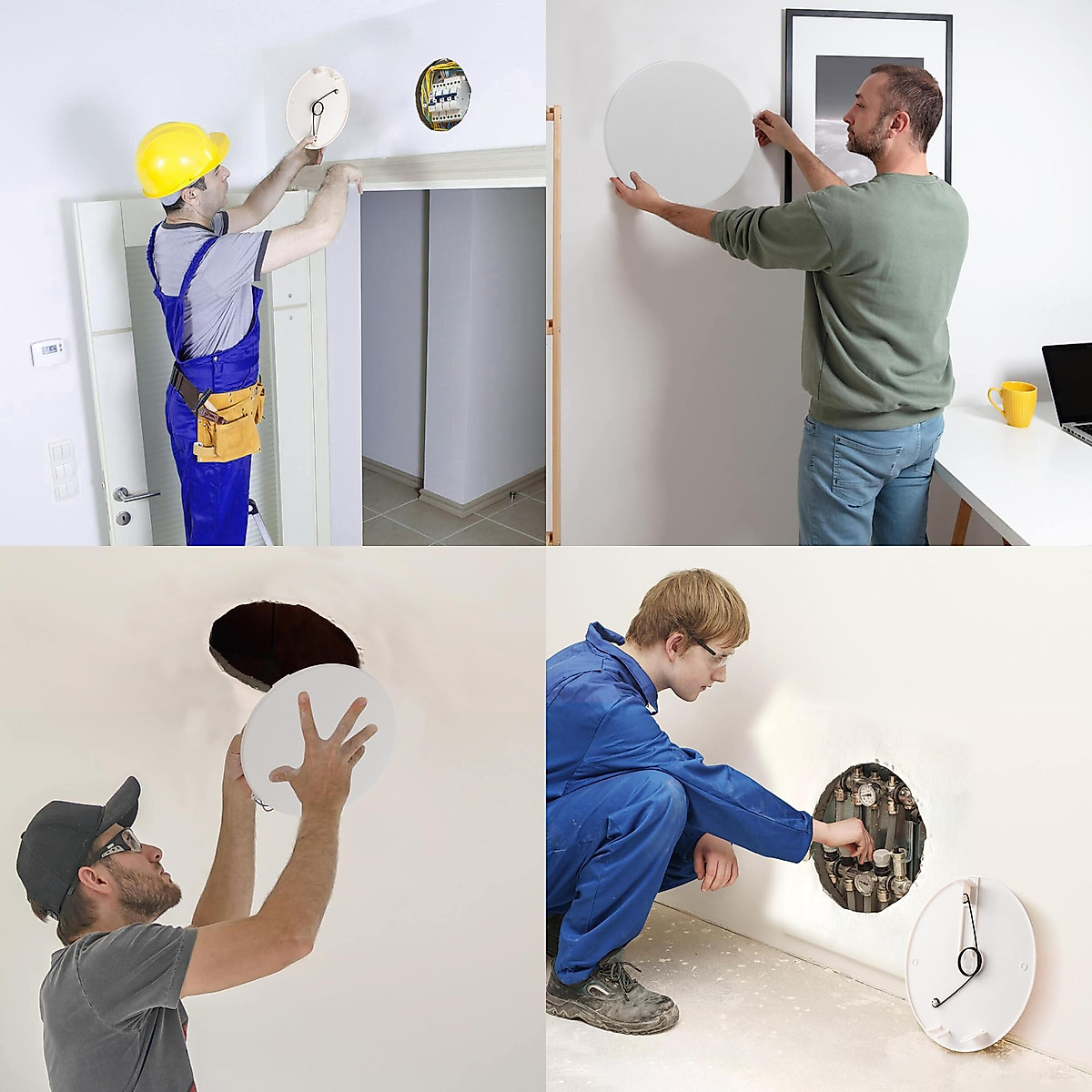 Easy-Exs 10" Round Access Panel for Ceiling and Wall - Adjustable from 6 to 9 inches - Ceiling Hole Cover - for Electrical, Plumbing, Cables, HVAC, Speaker and LED Holes - Durable Plastic Panel