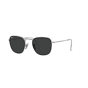 Ray-Ban Men's RB8157 Frank Titanium Square Sunglasses, Silver/Black Polarized, 48 mm
