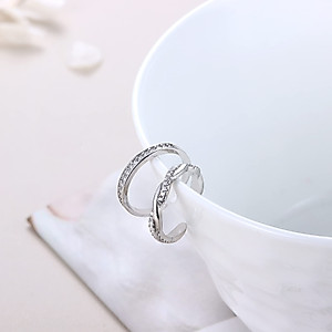 FIASASO 2 Pcs Sterling Silver Toe Rings for Women Adjustable Band Toe Rings Summer Beach Open Toe Ring Foot Jewelry Set Silver
