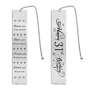 Jzxwan Happy 31st Birthday Gifts for Women Men, 31 Year Old Birthday Bookmark Gift for Him Her, Happy 31 Yr Bday Book Mark for Female Male, 1993 Bd Present, 31 st Birthday Card Decoration
