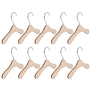 Balacoo 10pcs Wooden Pet Apparel Hangers Pet Clothes Hangers Pet Drying Rack Hangers Dog Clothing Hanging Rack Ultra Thin Space Saving Hook (14x14cm)