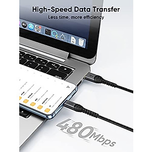 CableCreation Short USB C Cable 3A Fast Charging 2 Pack 1FT, USB-A to USB-C Charge Double-Braided Exterior Compatible with iPad Mini Galaxy S21 S20 S10 S9 Note 10 9 PS5 Controller, USB C Cord Gray