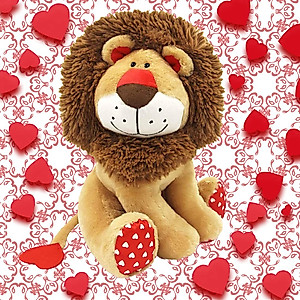 WEIGEDU Love Lion Stuffed Animal, King Lion Plush Toy with Mane Heart Shape Tail for Kids Baby Lover Birthday Valentines Day Christmas Bedtime Gift, 13.8“