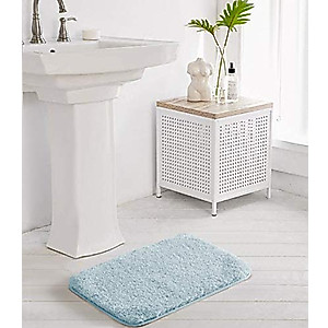 Suchtale Bathroom Rug Non Slip Bath Mat for Bathroom (16 x 24, Light Blue) Water Absorbent Soft Microfiber Shaggy Bathroom Mat Machine Washable Bath Rug for Bathroom Thick Plush Rugs for Shower