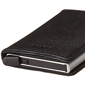 SECRID Slim Wallet Genuine Rango Leather RFID Safe Card Case for Max 12 Cards (Black)
