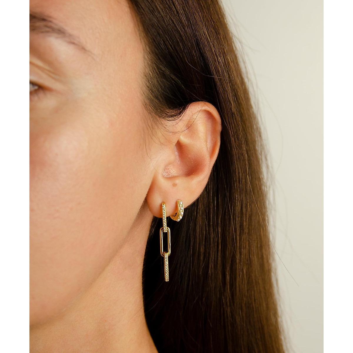 LAVLA Pearl Huggie Earrings | 14k Gold Plated or Silver Small Tiny Pearl Hoop Earrings For Women (Gold Pearl)